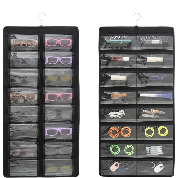 Hanging Jewelry Organizer, Dust Proof Eyeglasses Holder with Clear ...