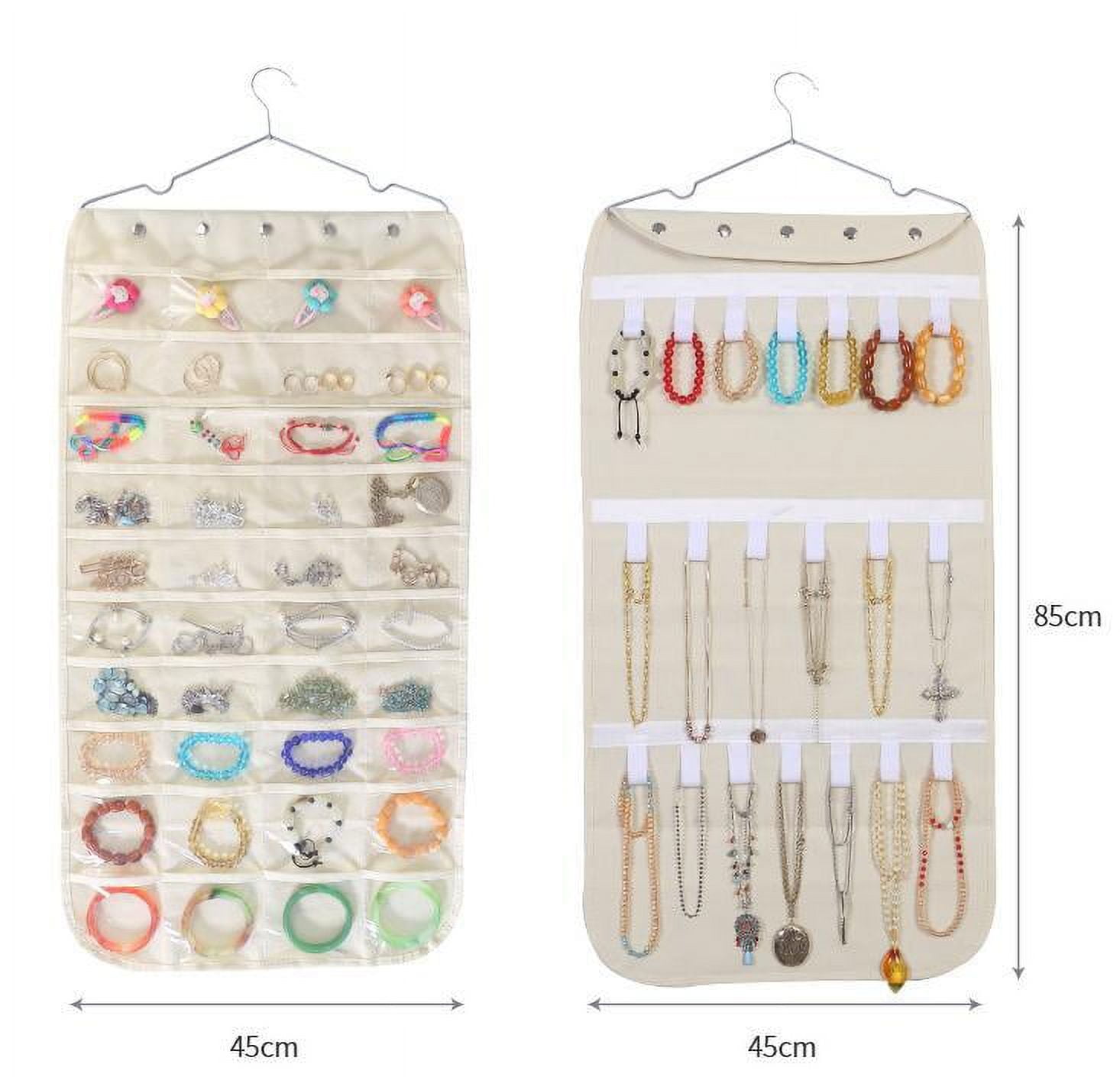 Hanging Jewelry Organizer Wall Door Jewelry Storage Bag Double Sided ...