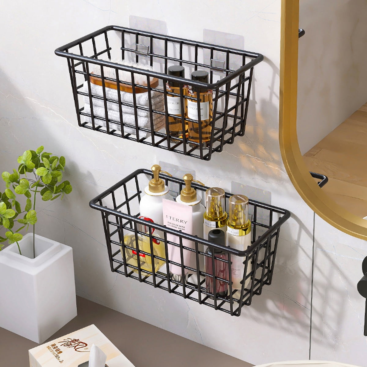 Hanging Kitchen Baskets For Storage Adhesive Sturdy Small Wire Storage ...