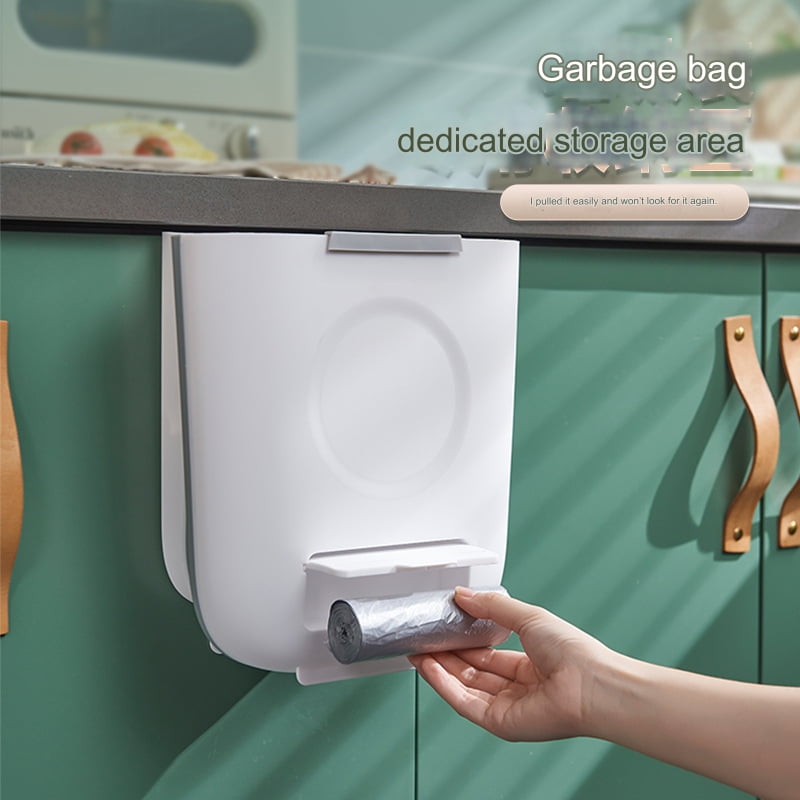 Hanging Kitchen Trash Can, Waste Bin,Small Plastic Folding Hang Garbage ...