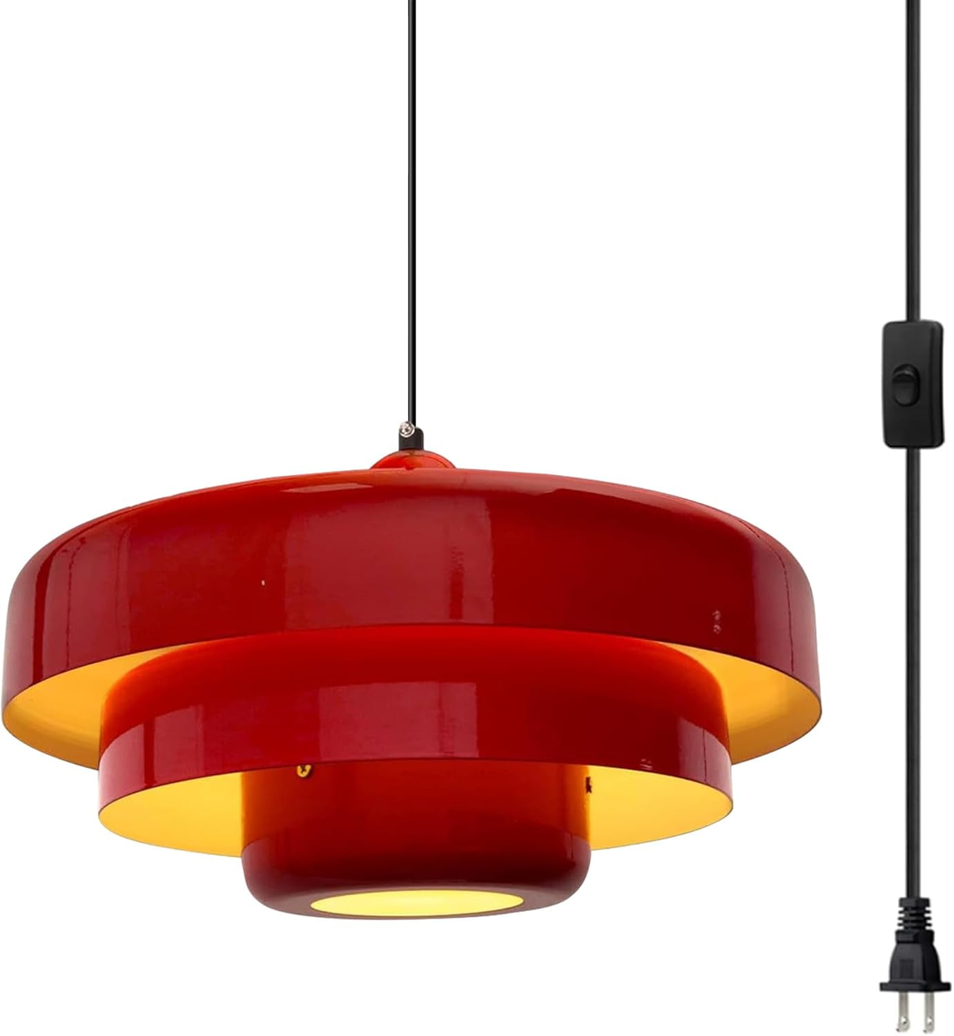 Hanging Lamp Plug in Red Pendant Light Fixtures Mid Century Modern ...
