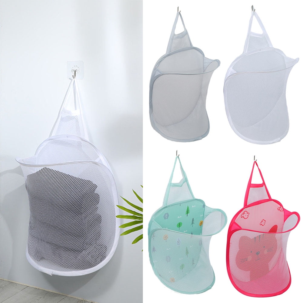 Hanging Laundry Hamper Mesh Laundry Basket Foldable Hamper Collapsible ...