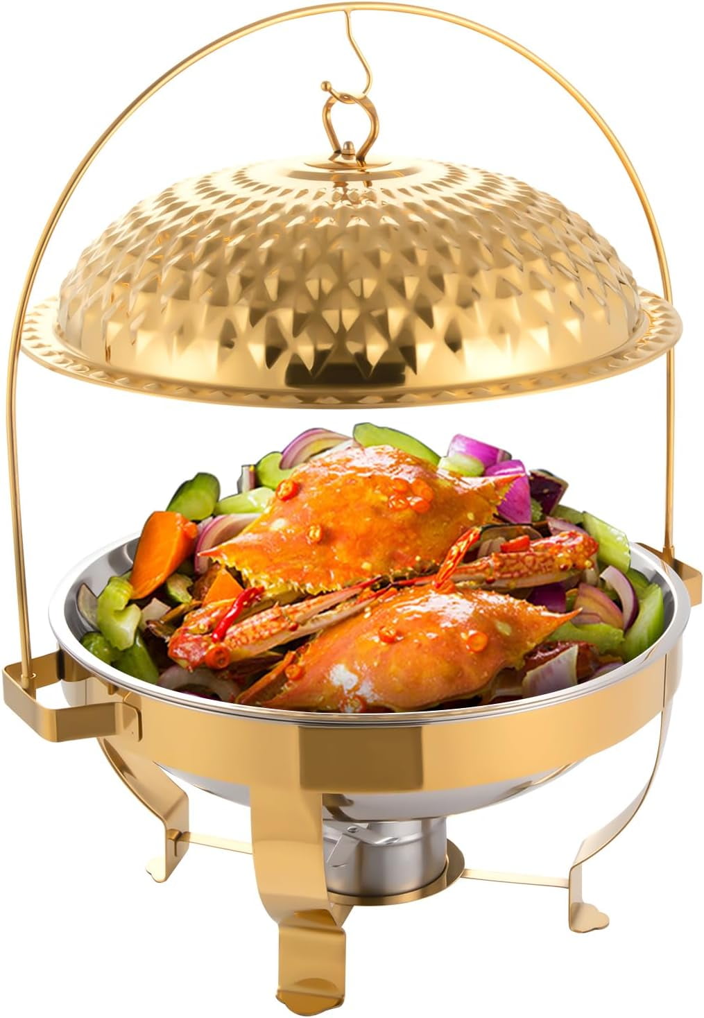 Hanging Lid Dining Stove 8.5qt/8l, Stainless Steel Round Buffet Chafer ...