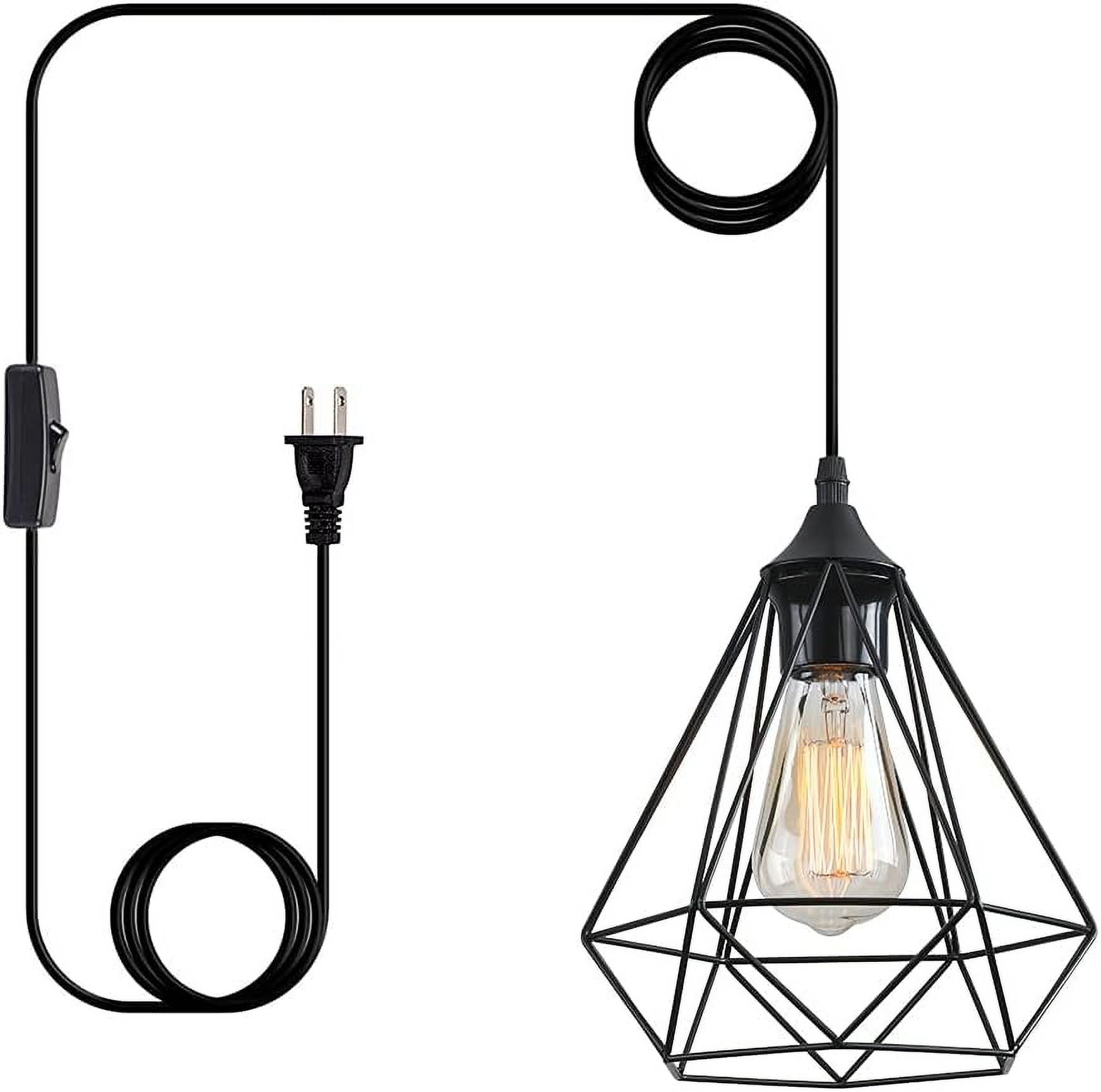 Hanging Lights Fixture with Plug in Cord Plug in Chandelier，3-Tier Drum ...