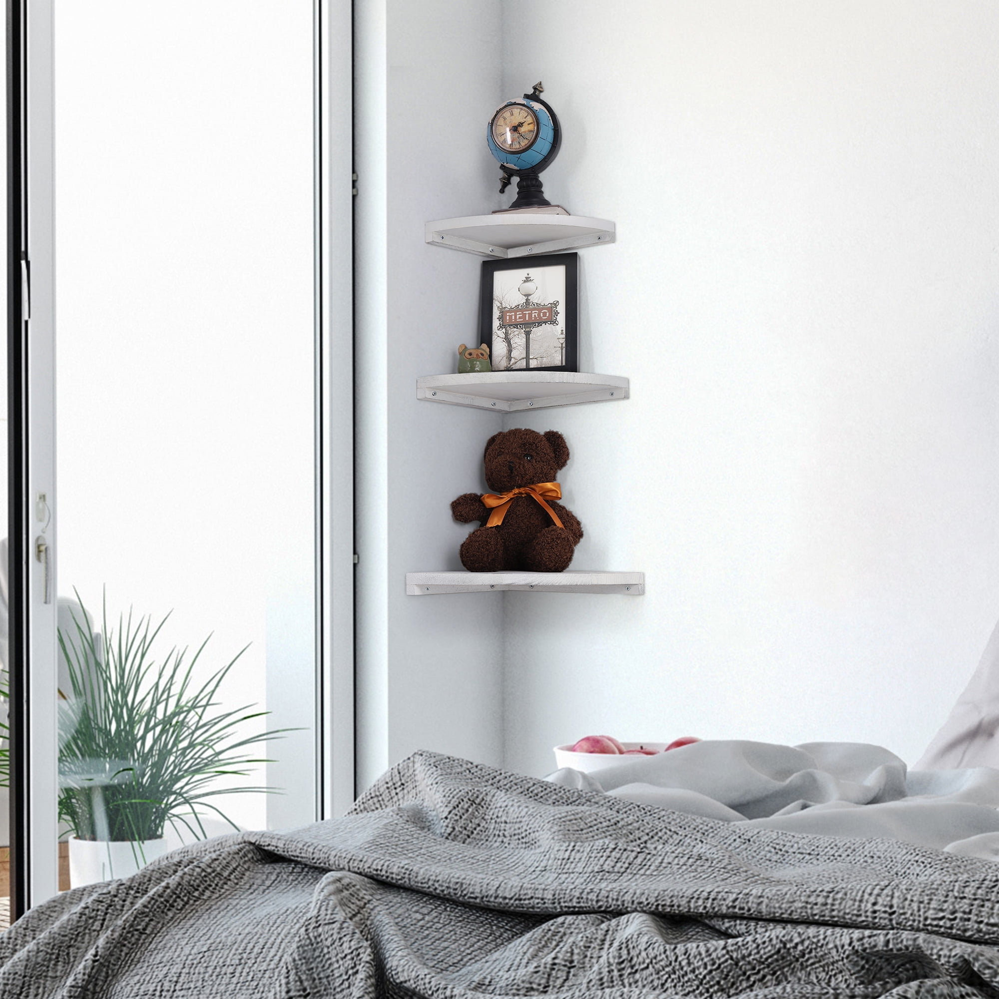 Hanging Mail Organizer, Antique Wood Mail Rack Wall Mount with Metal ...