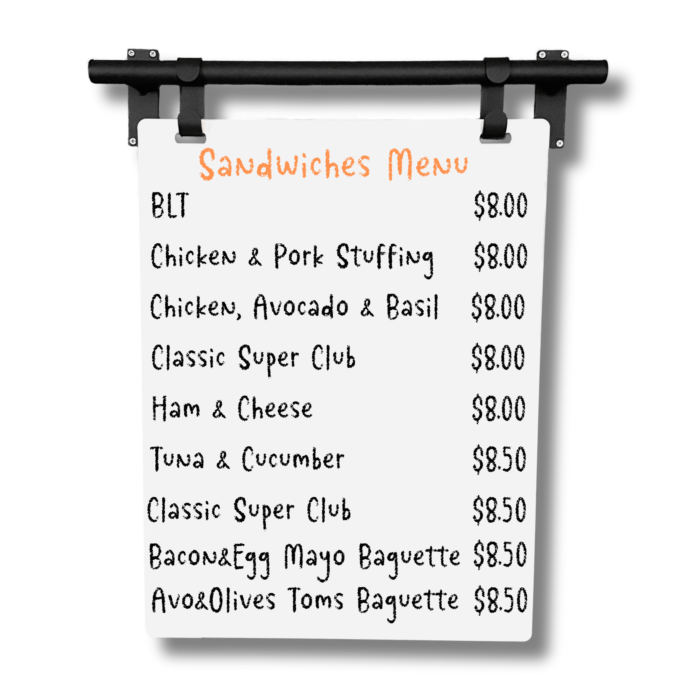 Hanging Menu Contemporary Style Chalkboard Sign, Metal Menu Display ...