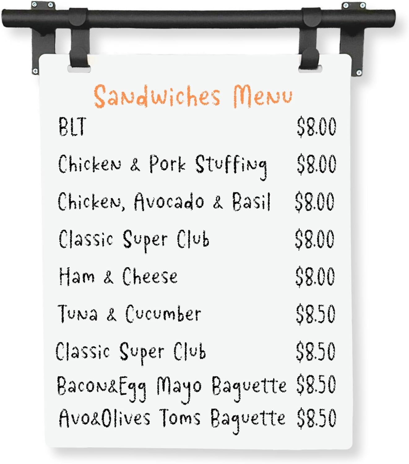 Hanging Menu Contemporary Style Chalkboard Sign, Metal Menu Display ...