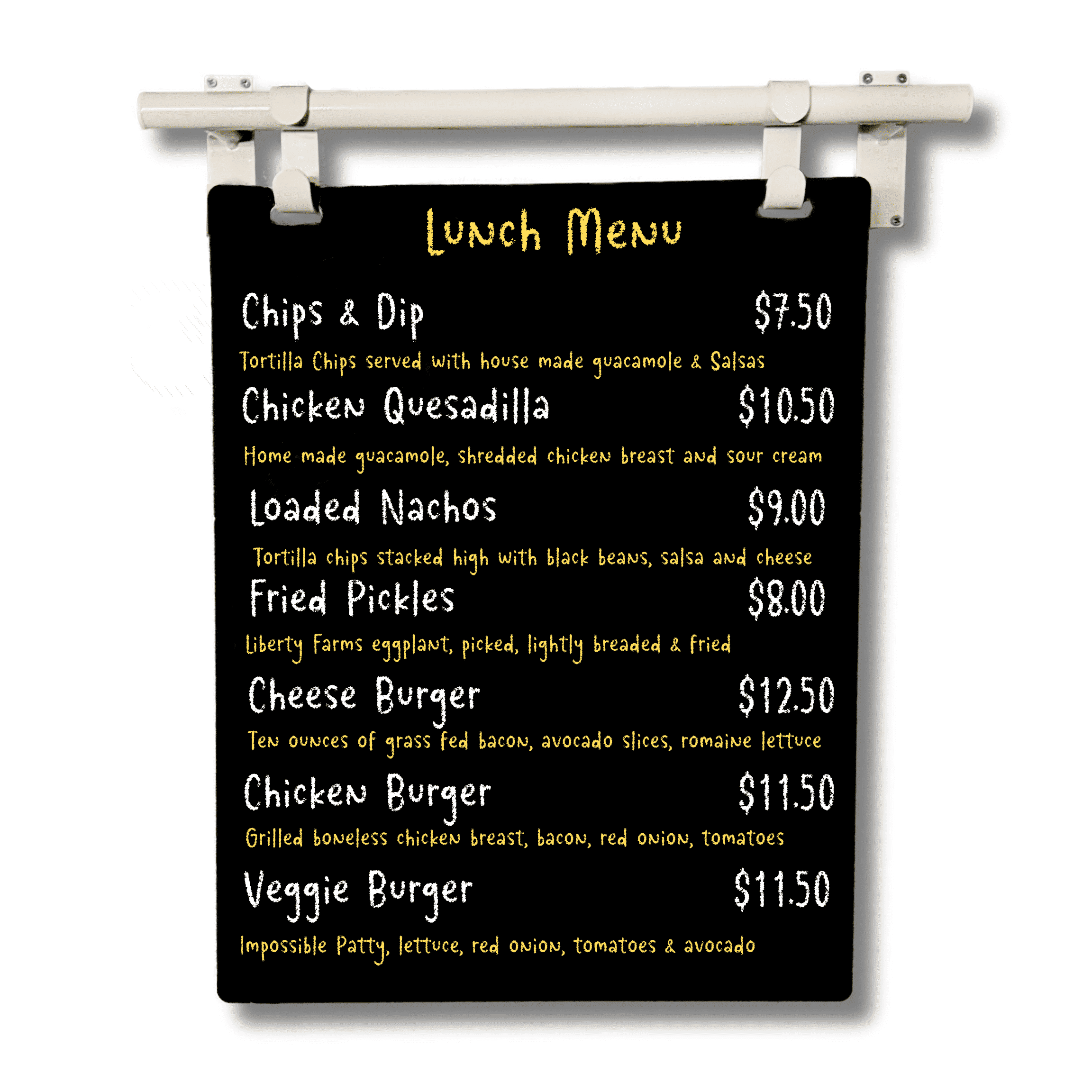 Hanging Chalkboard Menu Sign – Magnetic Metal Café Display, White Frame ...