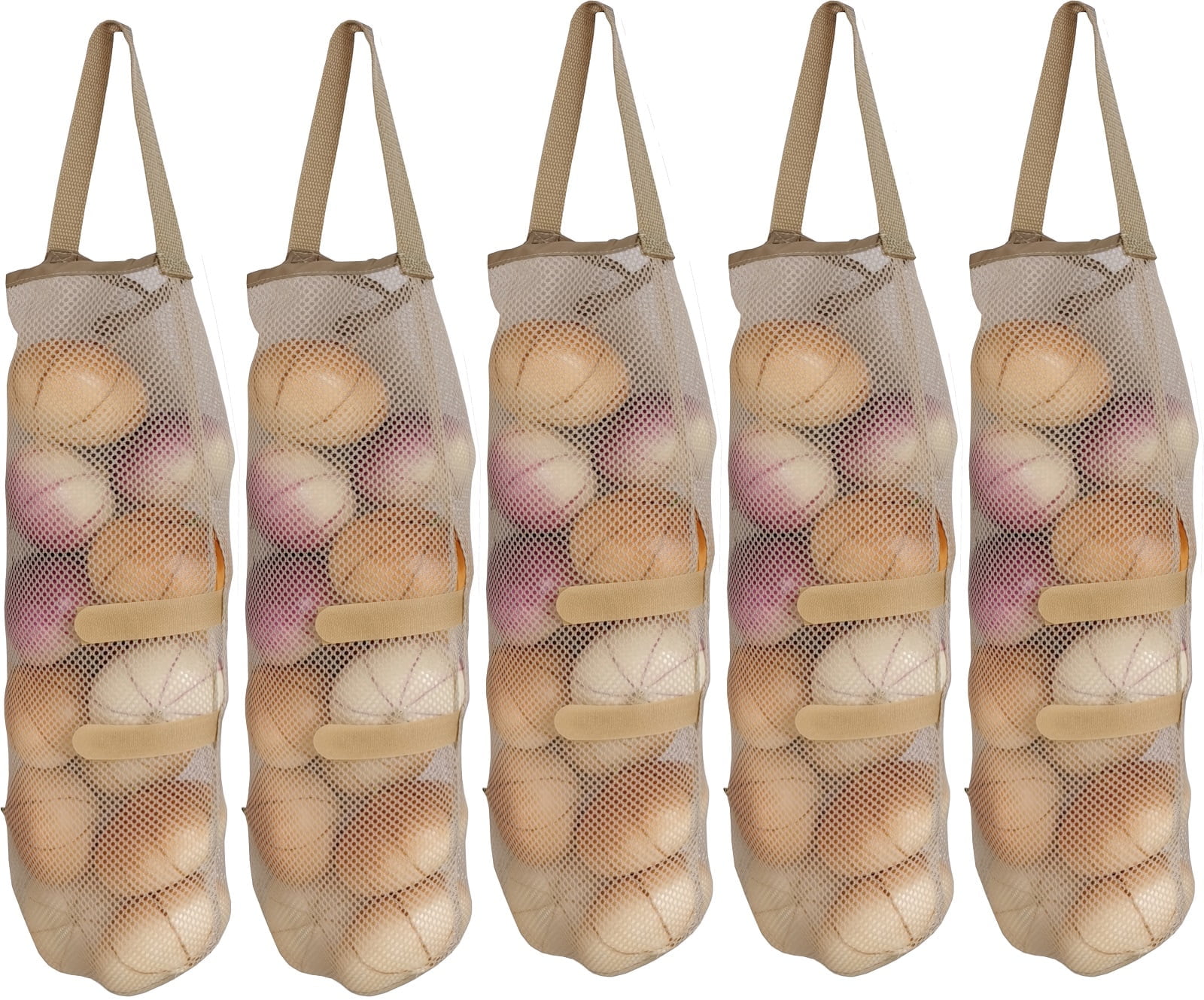 SHUYUE Hanging Mesh Bags Storage Potatoes Onion Garlic Net Bags 5 Pack ...