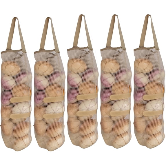 SHUYUE Hanging Mesh Bags Storage Potatoes Onion Garlic Net Bags 5 Pack ...