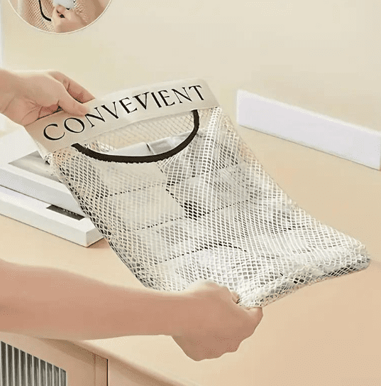 Hanging Mesh Storage Bag, Kitchen Organizer for Plastic Grocery Bags ...