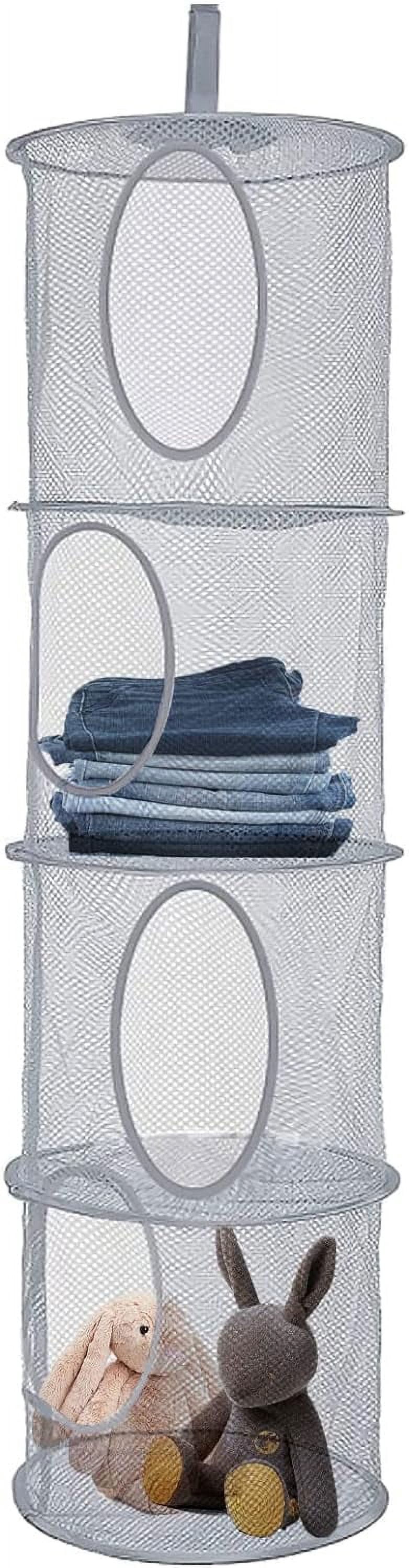 Hanging Mesh Storage Net, 4 Tier Compartments Foldable Hanging Soft Toy ...
