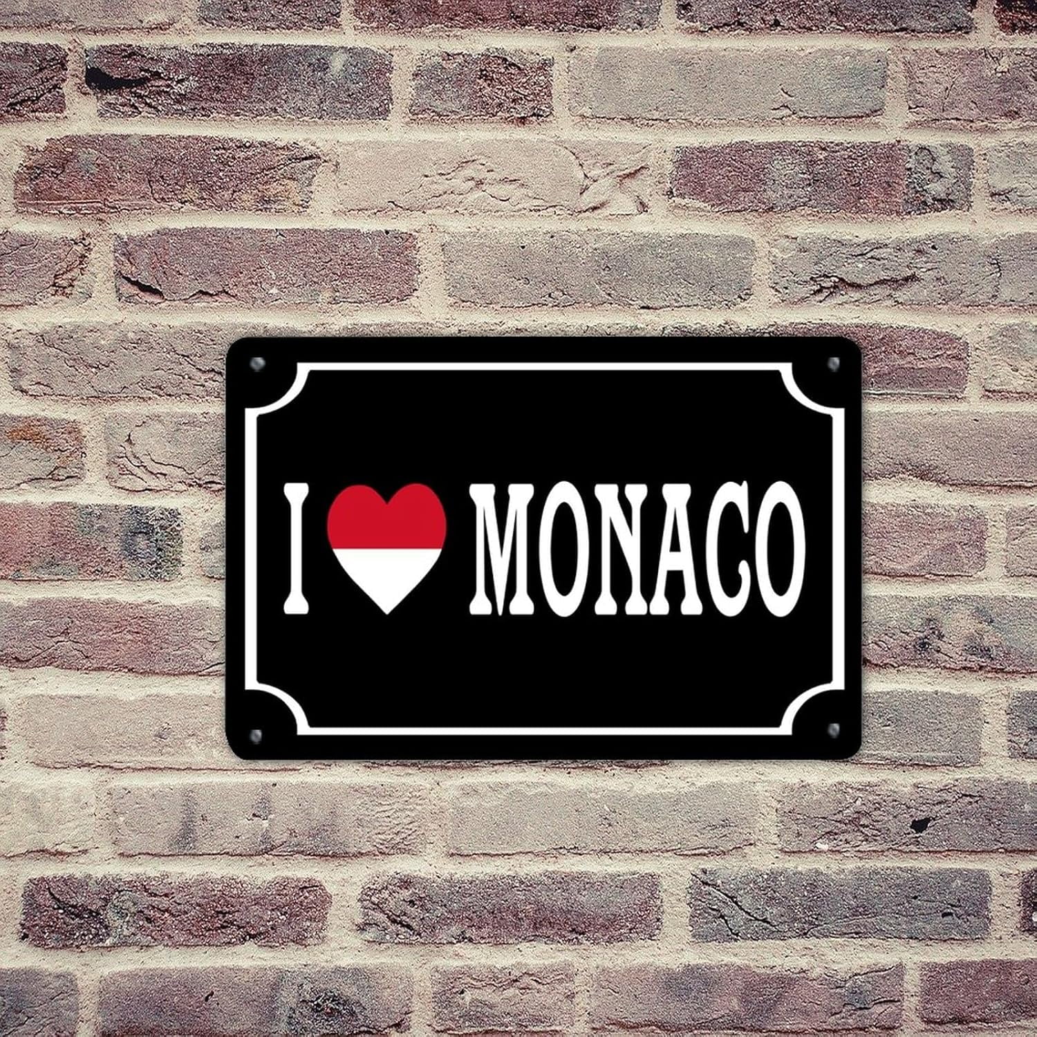 Hanging Metal Plaque I Love Monaco Signs National Country Flags Sailor ...