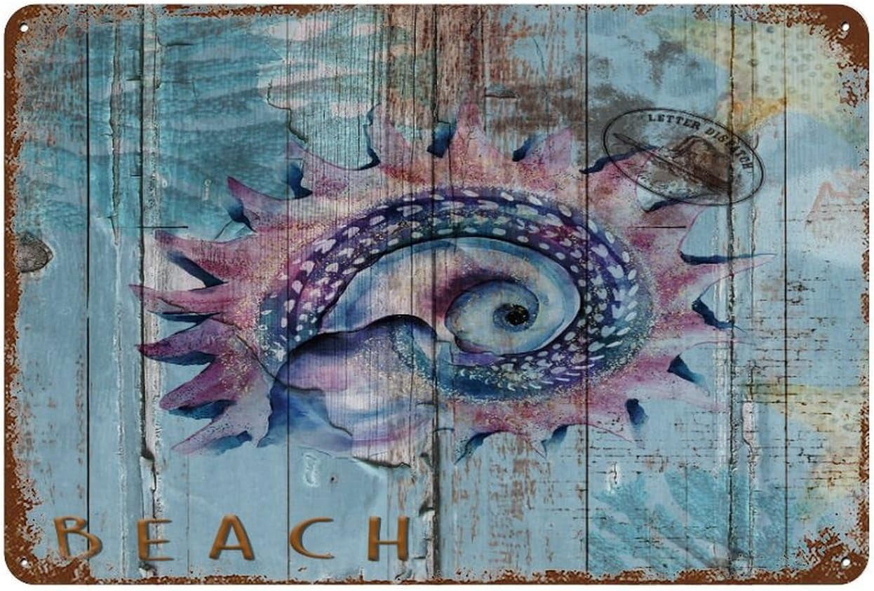 Hanging Metal Tin Sign Nautical Beach Ocean Theme Underwater Wall ...