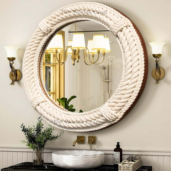 Hanging Mirror Coastal Rope Mirror Wall Mounted Mirror| Nautical ...