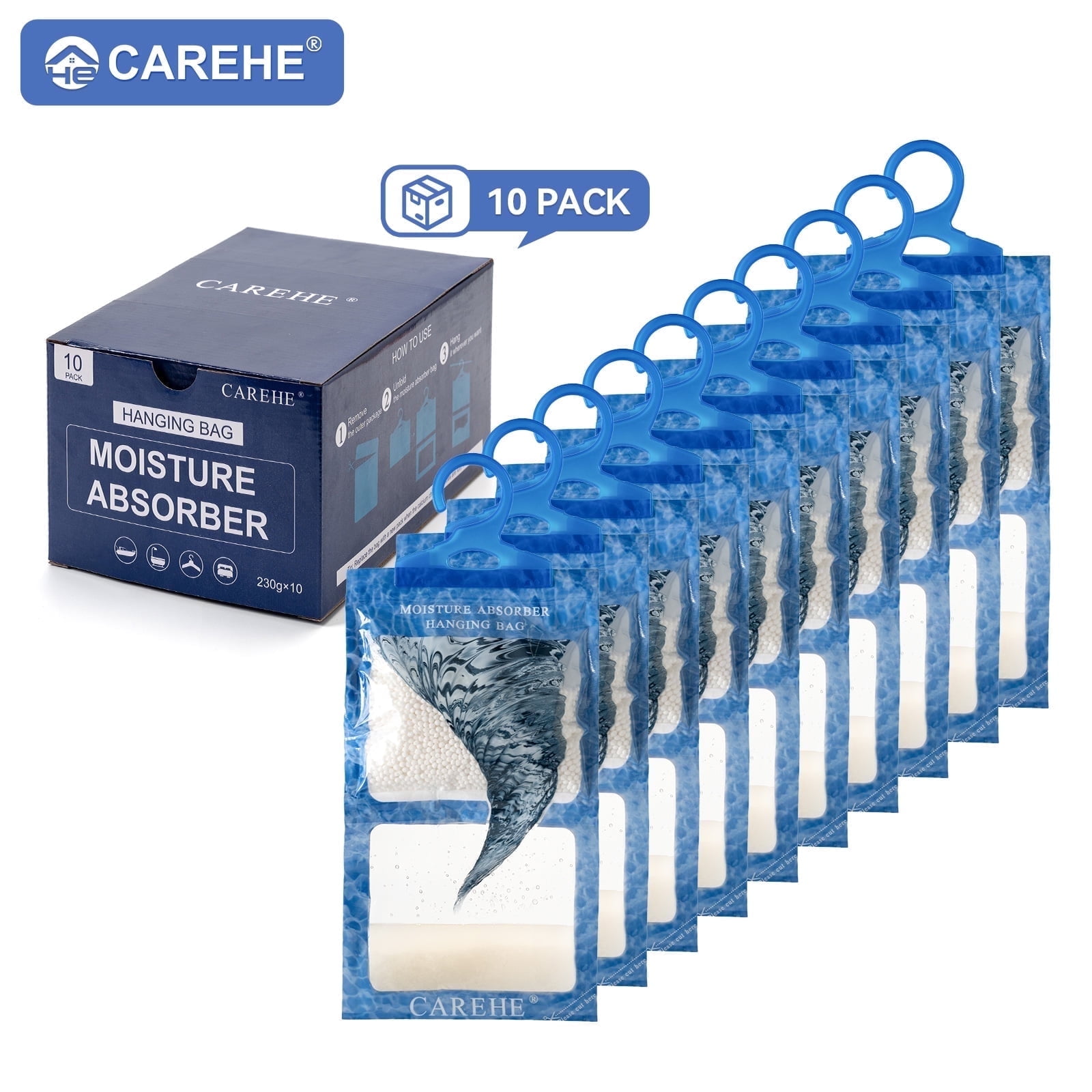 Moisture Absorber Bags, CAREHE, Hanging Dehumidifier for Closet ...