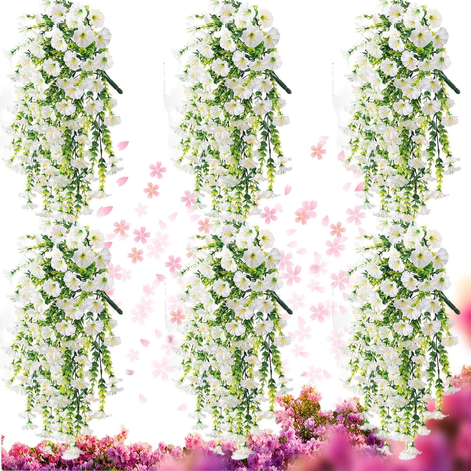 Hanging Morning Glory Artificial Flowers, Colorful Realistic Fake ...