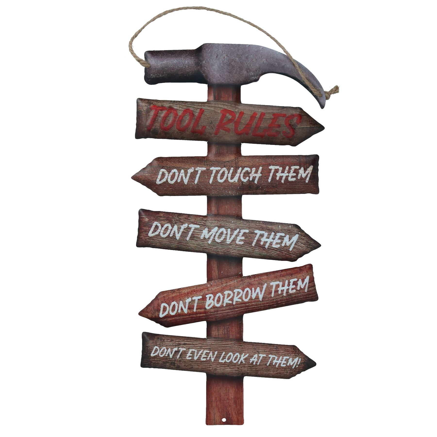 Hanging Novelty Tool Rules Metal Sign Home Garage PrePunched Hole ...