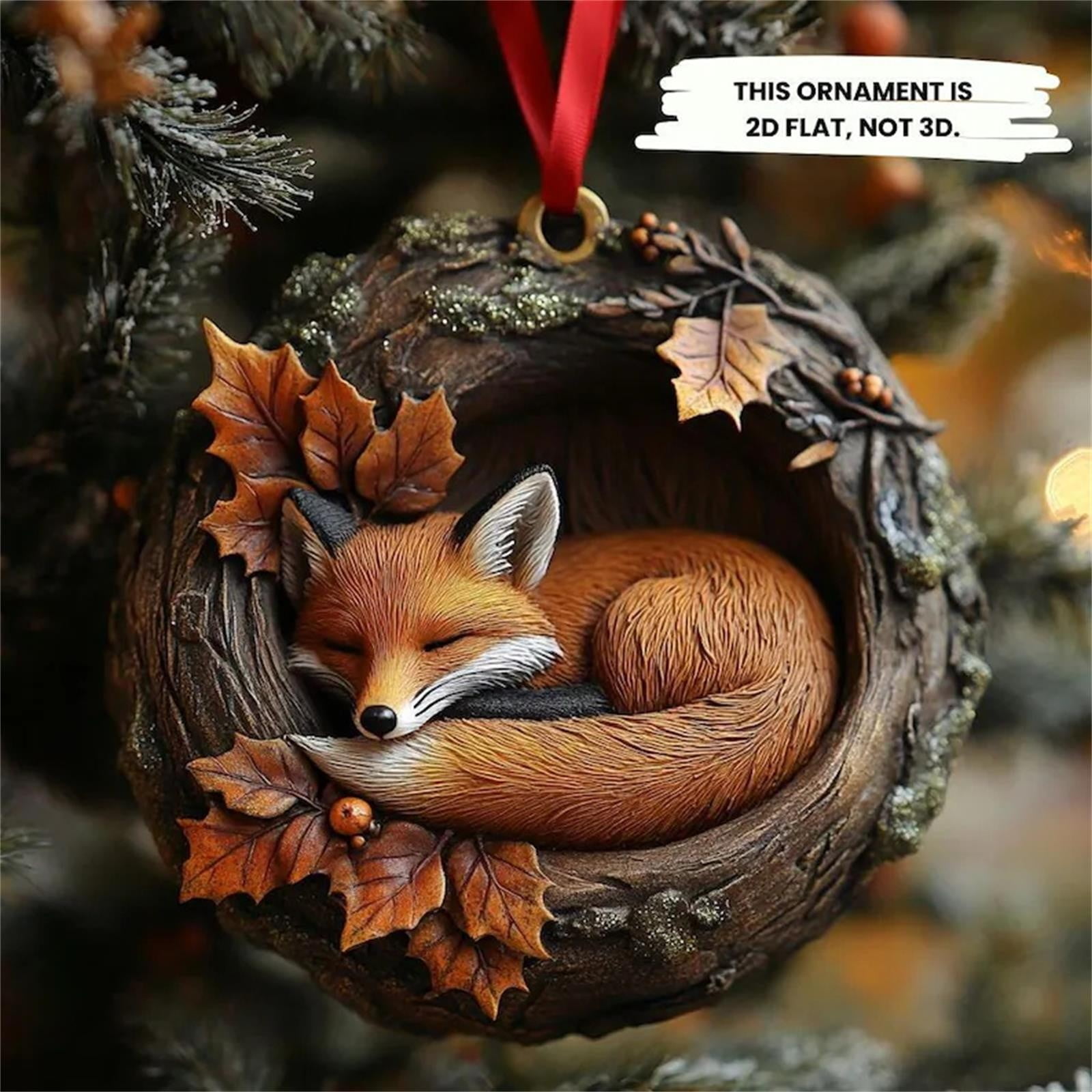 Hanging Ornaments,Christmas Fox Pendant,2D Acrylic Christmas Ornament ...
