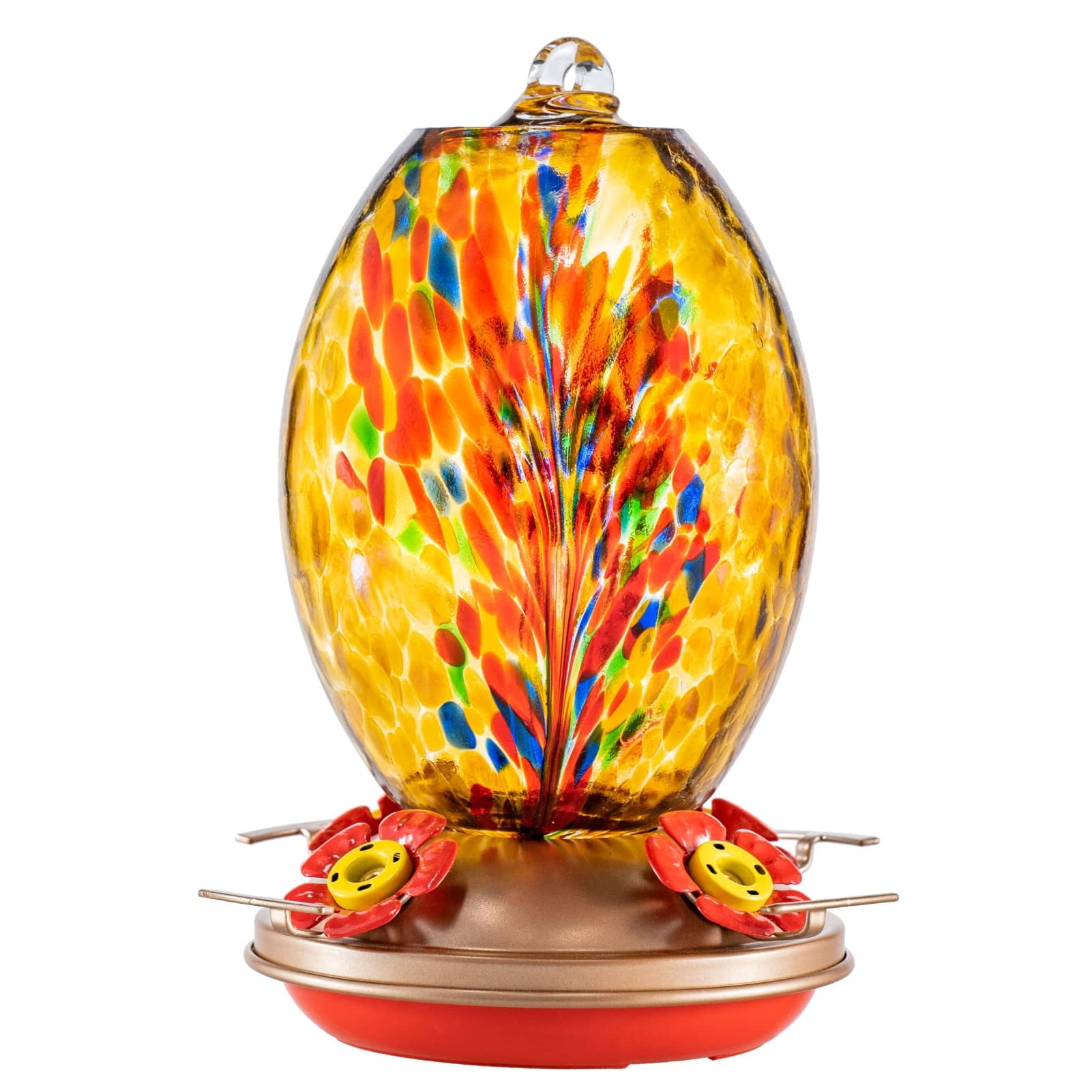 Hanging Outdoor Glass Hummingbird Feeder Amber Fireworks 27oz - Walmart.com