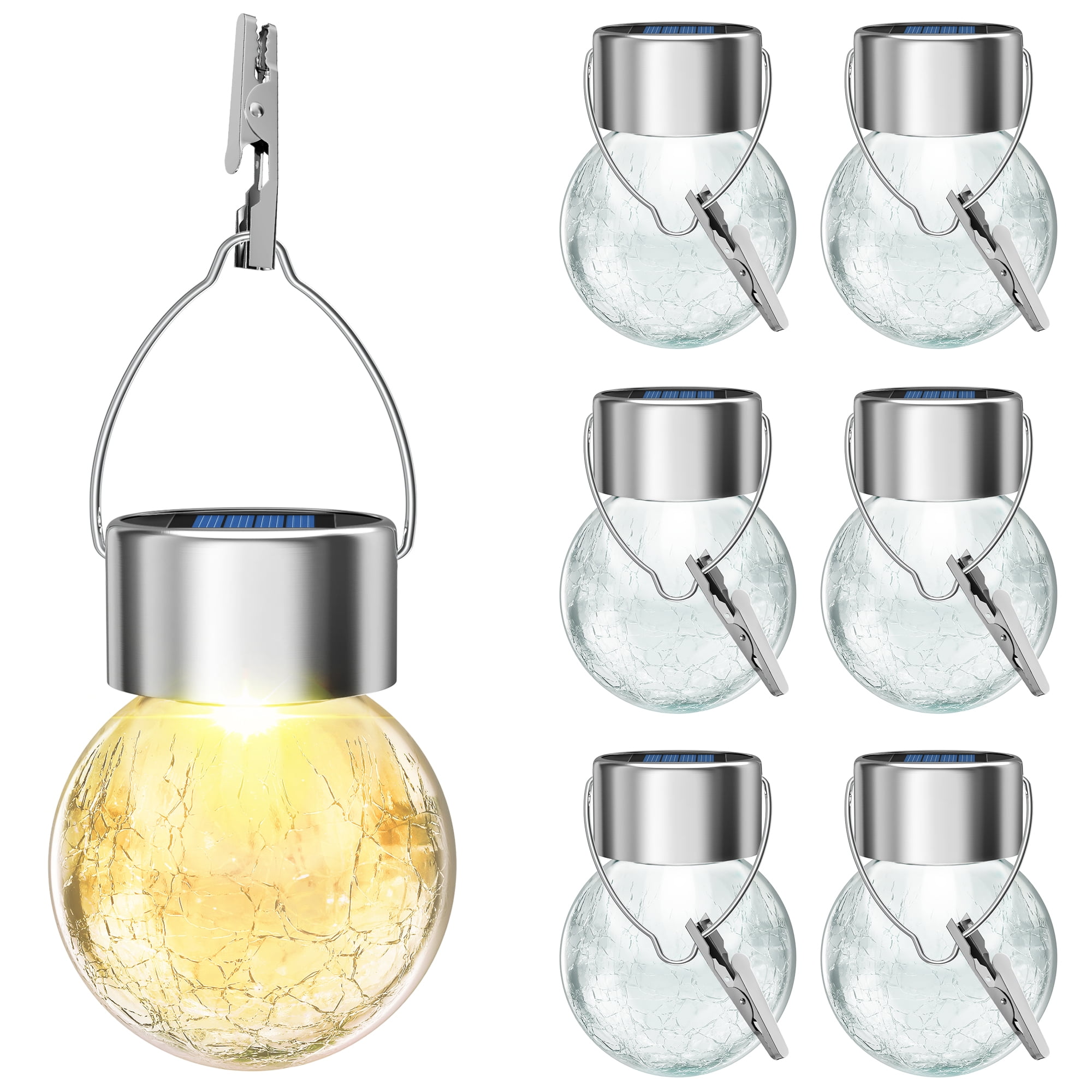 Hanging Outdoor Solar Lights Solar Powered Crackle Glass Ball Lights ...
