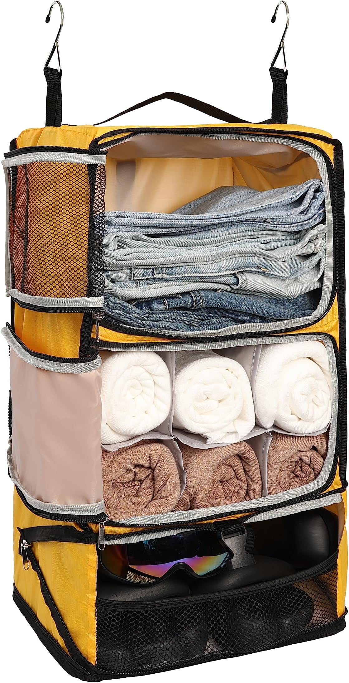 Hanging Packing Cubes Portable Closet 3-Shelf Travel Collapsible ...