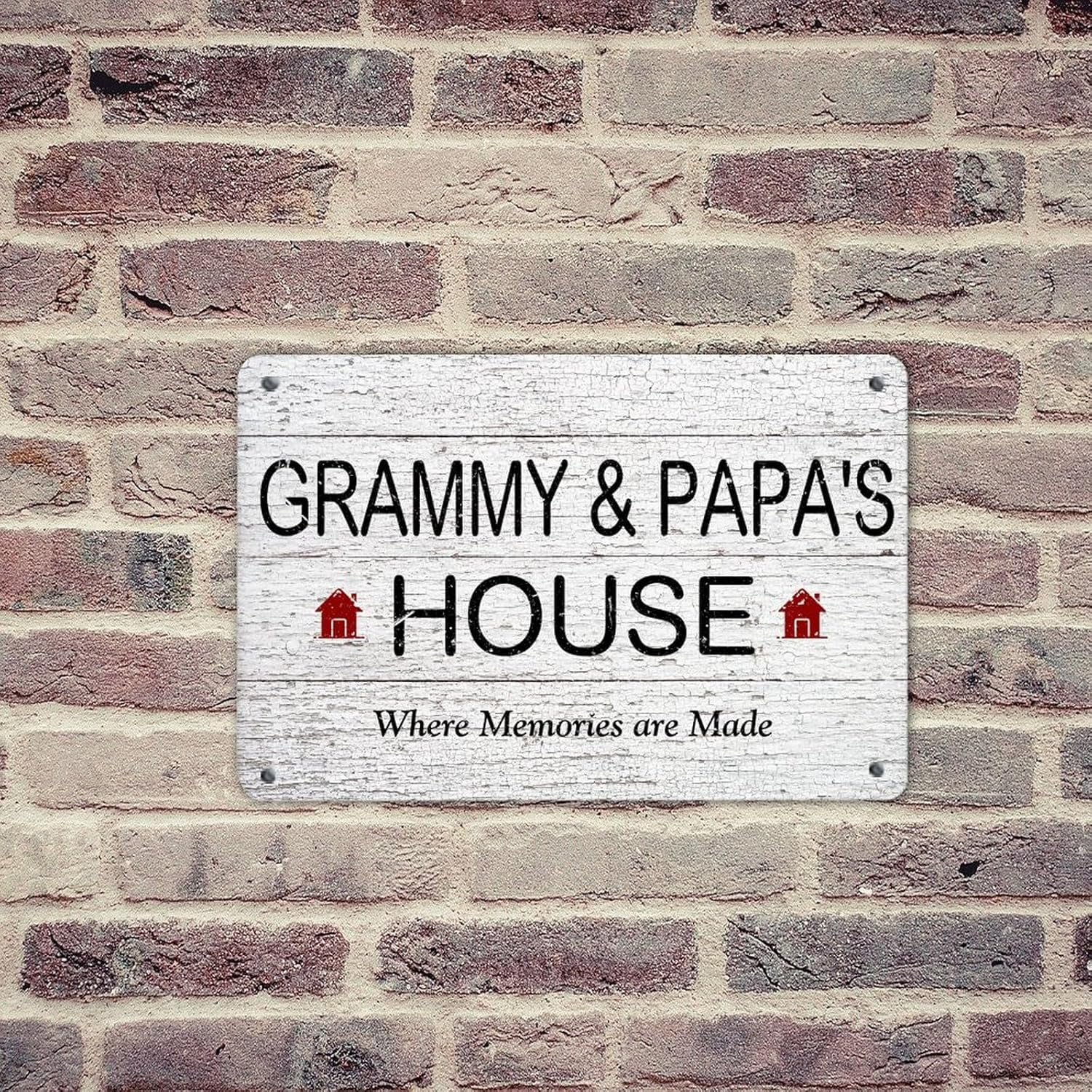 Hanging Personalized Metal Plaque Grammy & Papa's House Where Memories ...