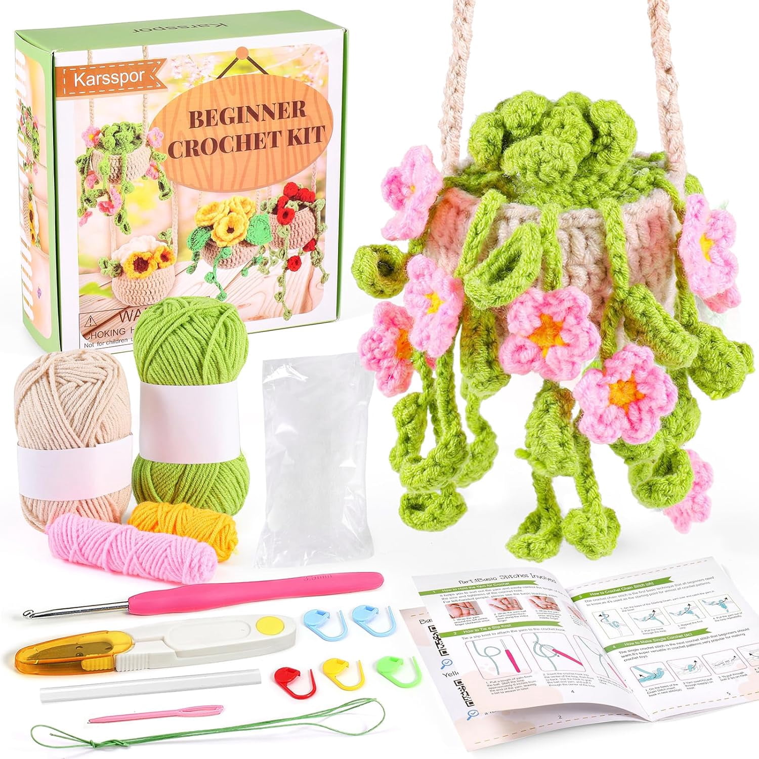 Hanging Plant Crochet Kit, Crochet Kit for Beginners, Complete Starter ...