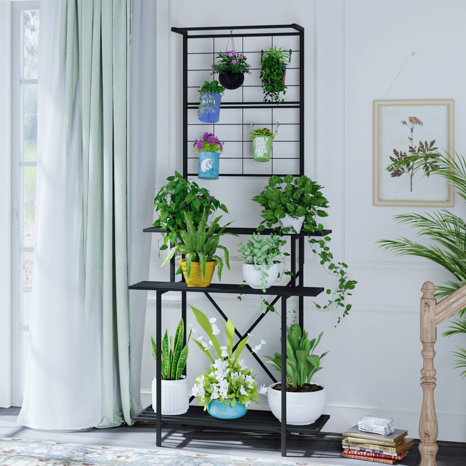 Hanging Plant Pot Shelf Rack Heavy Duty Plant holder Trellis,Multi ...