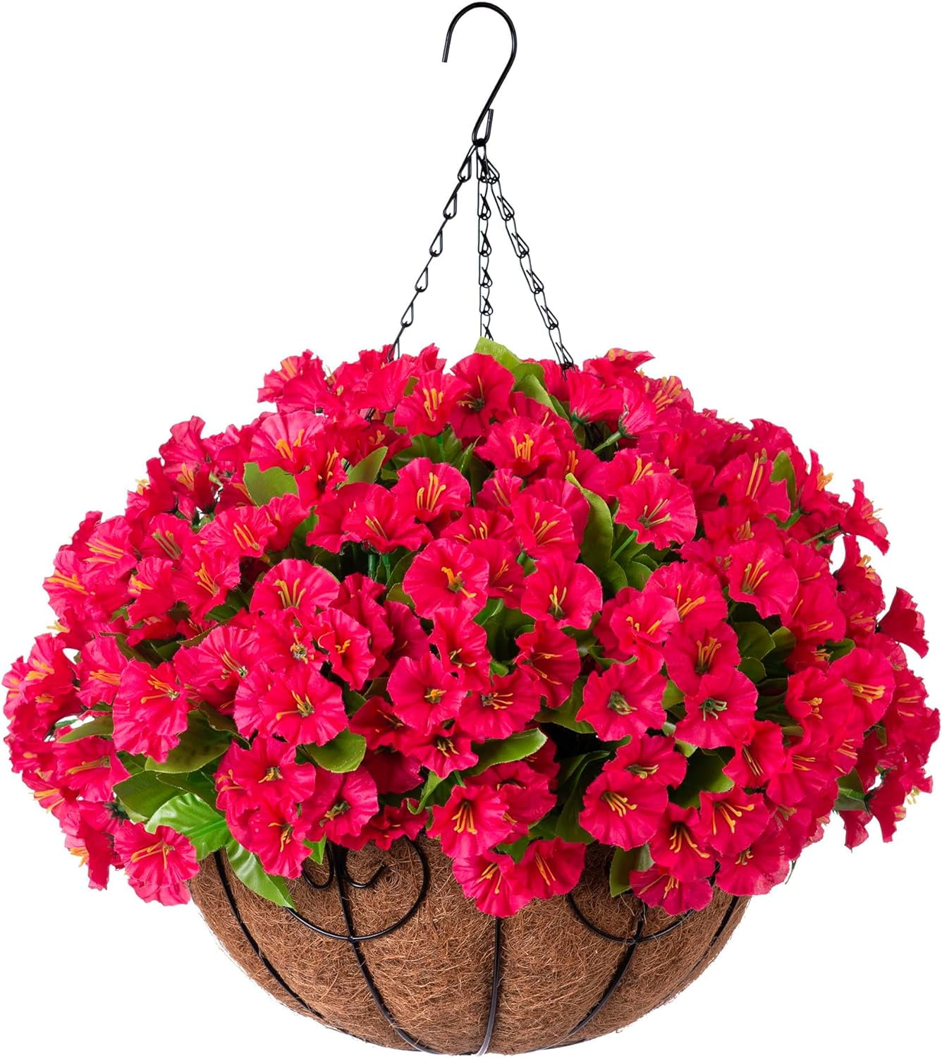 Hanging Planter with Artificial Silk Daisy Flowers for Outdoor Decor ...