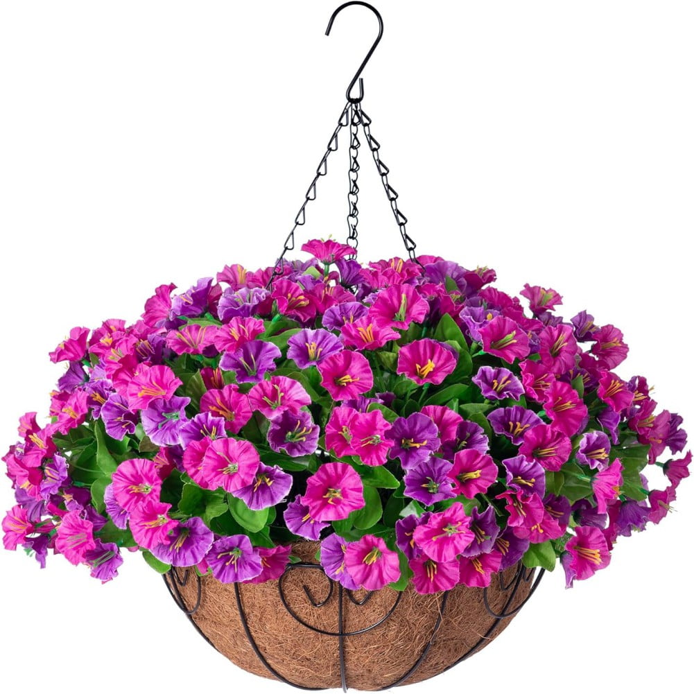 Hanging Planter Basket,Artificial Fake Hanging Flowers Plants with ...