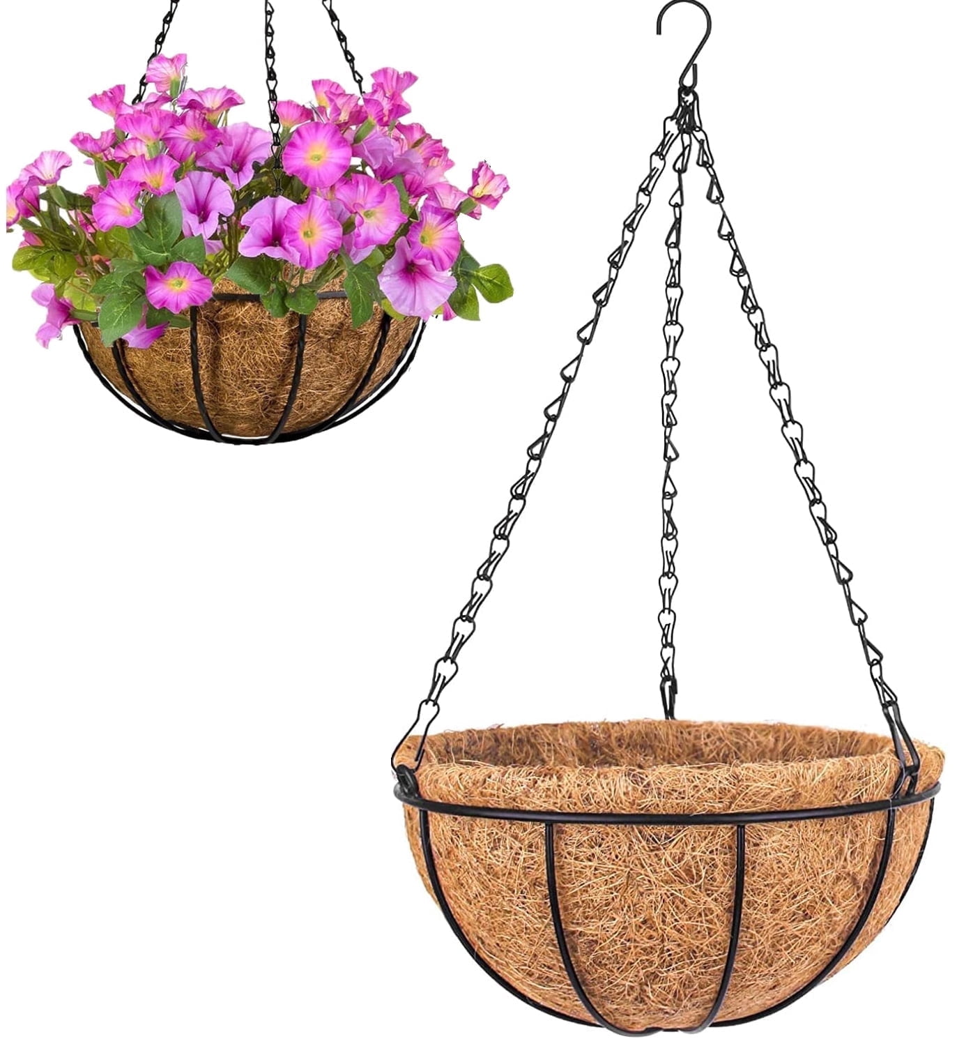 Hanging Planter Basket with Coco Fiber Liners for Outdoor,1Pack Hanging ...