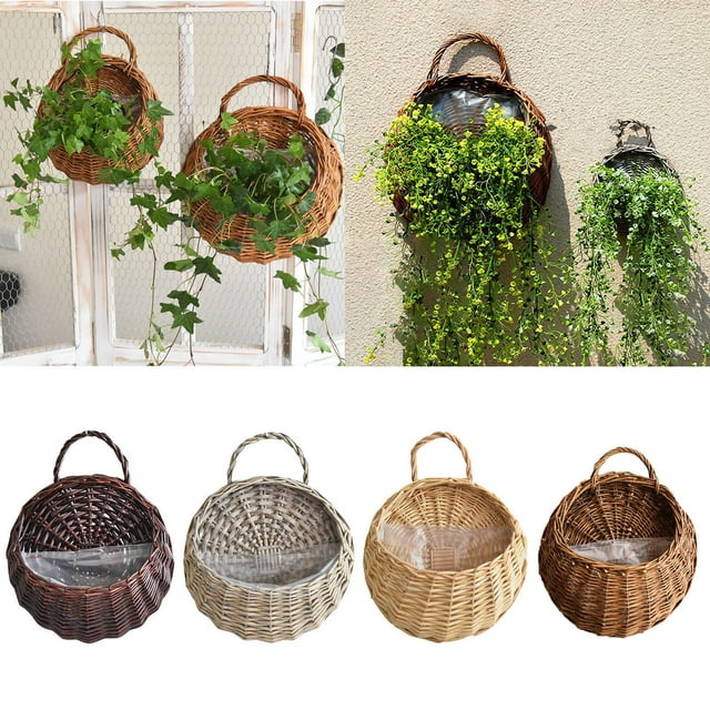 Hanging Planter Basket,Handmade Woven Wall Hanging Flower Pot Wicker ...