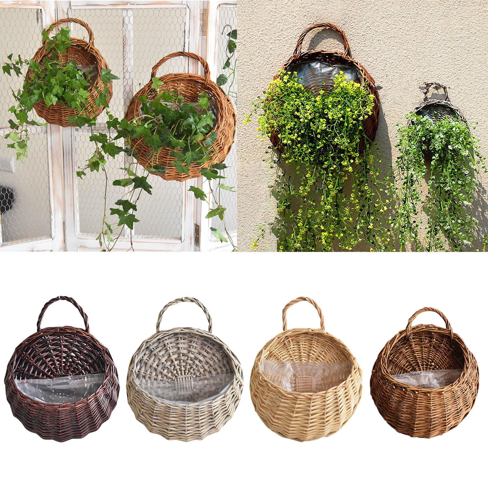 Hanging Planter Basket,Handmade Woven Wall Hanging Flower Pot Wicker ...