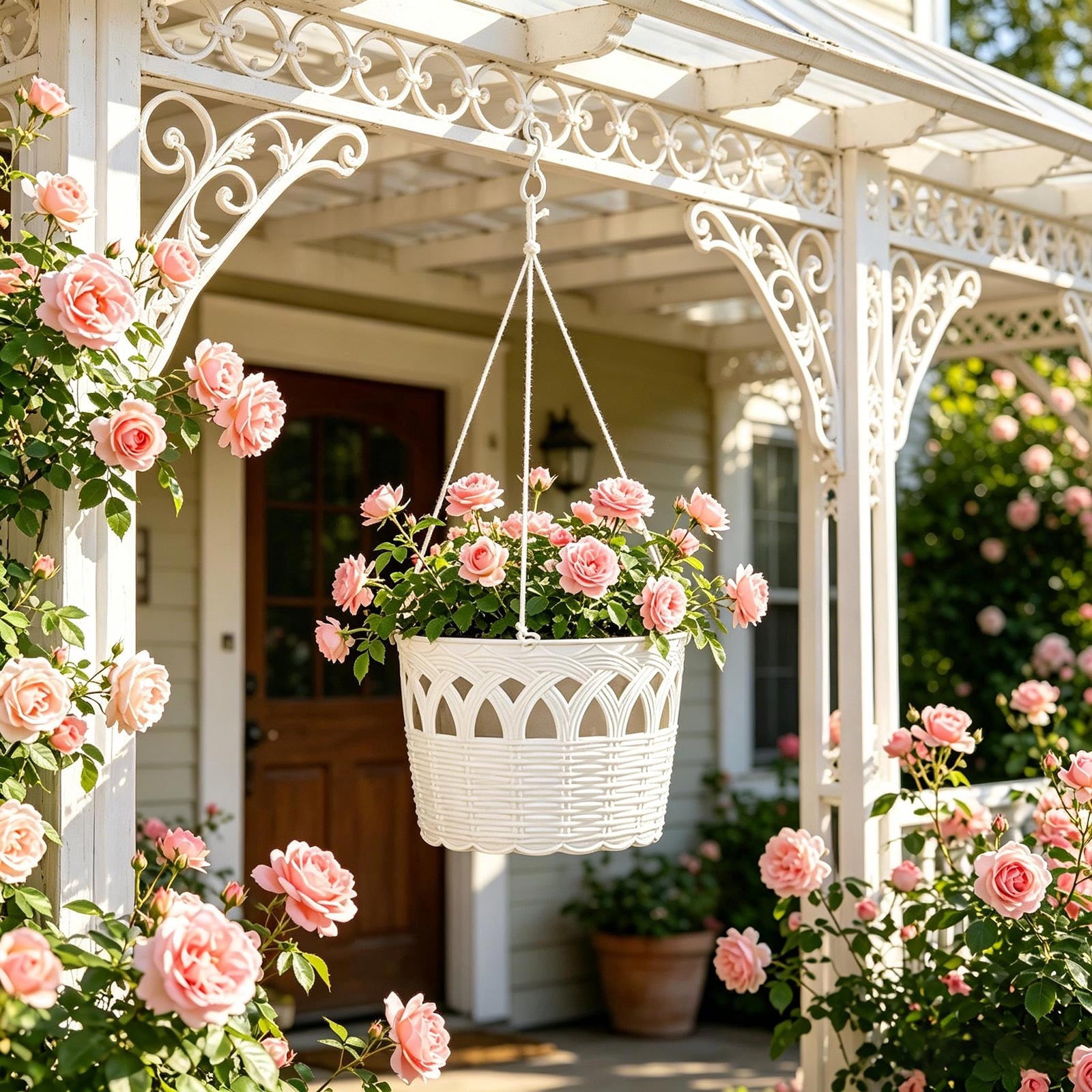 Hanging Planter Basket with Chain and Drainage Holes, Wall Mounted ...