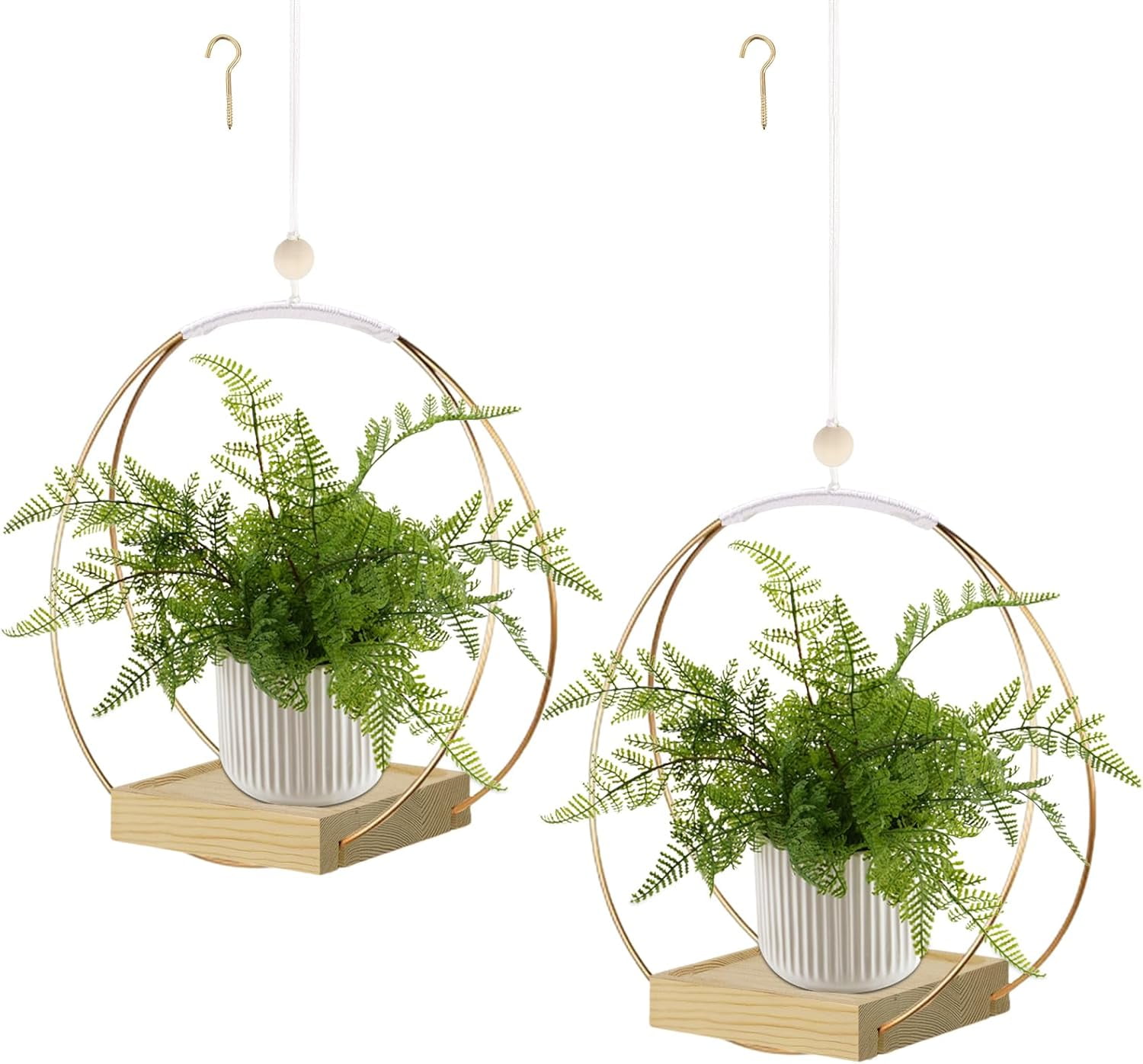 Hanging Planter for Indoor Plants, Plant Hanger with Sturdy Wood Base ...