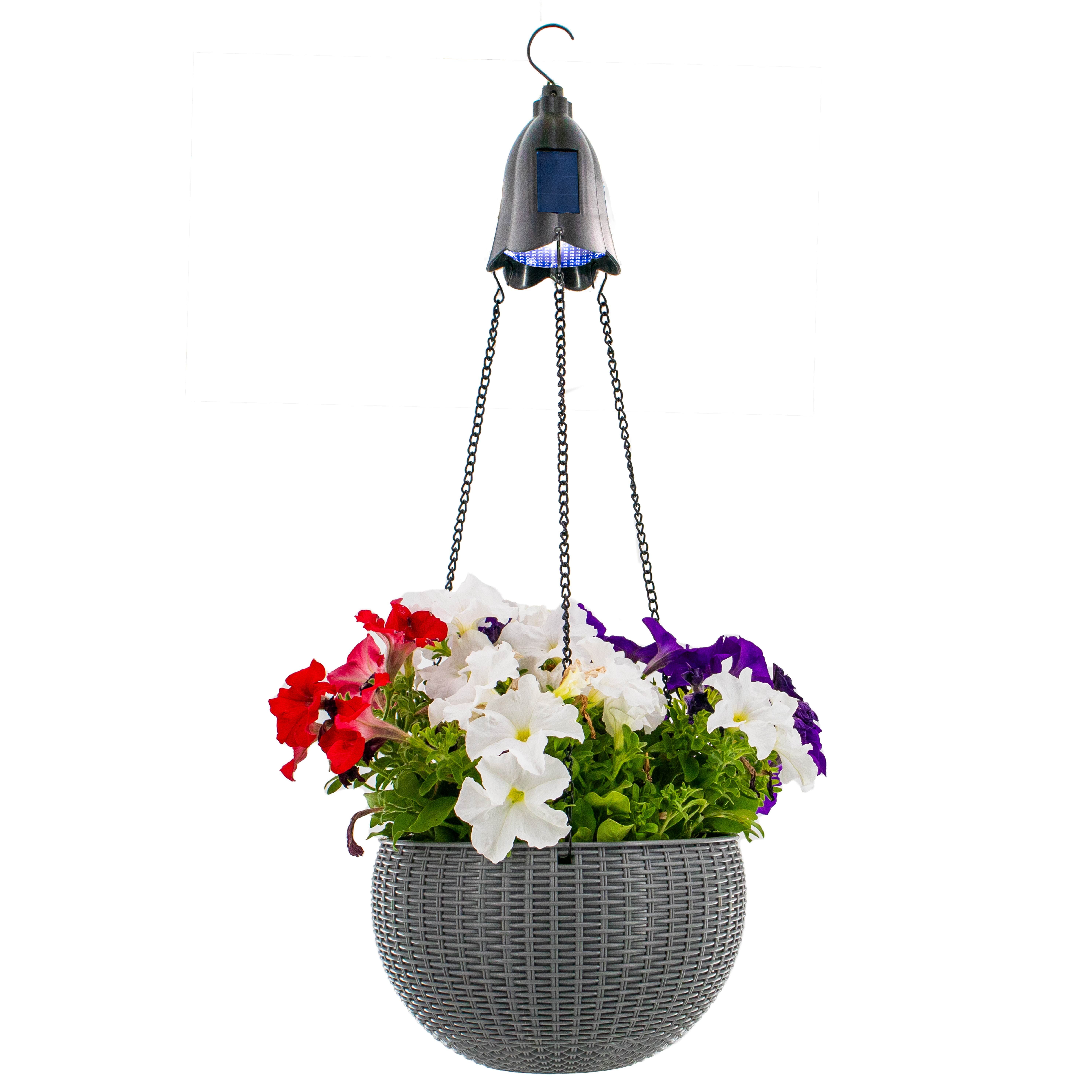 Hanging Planter with Solar LED Light - Hanging Flower Basket With Self ...