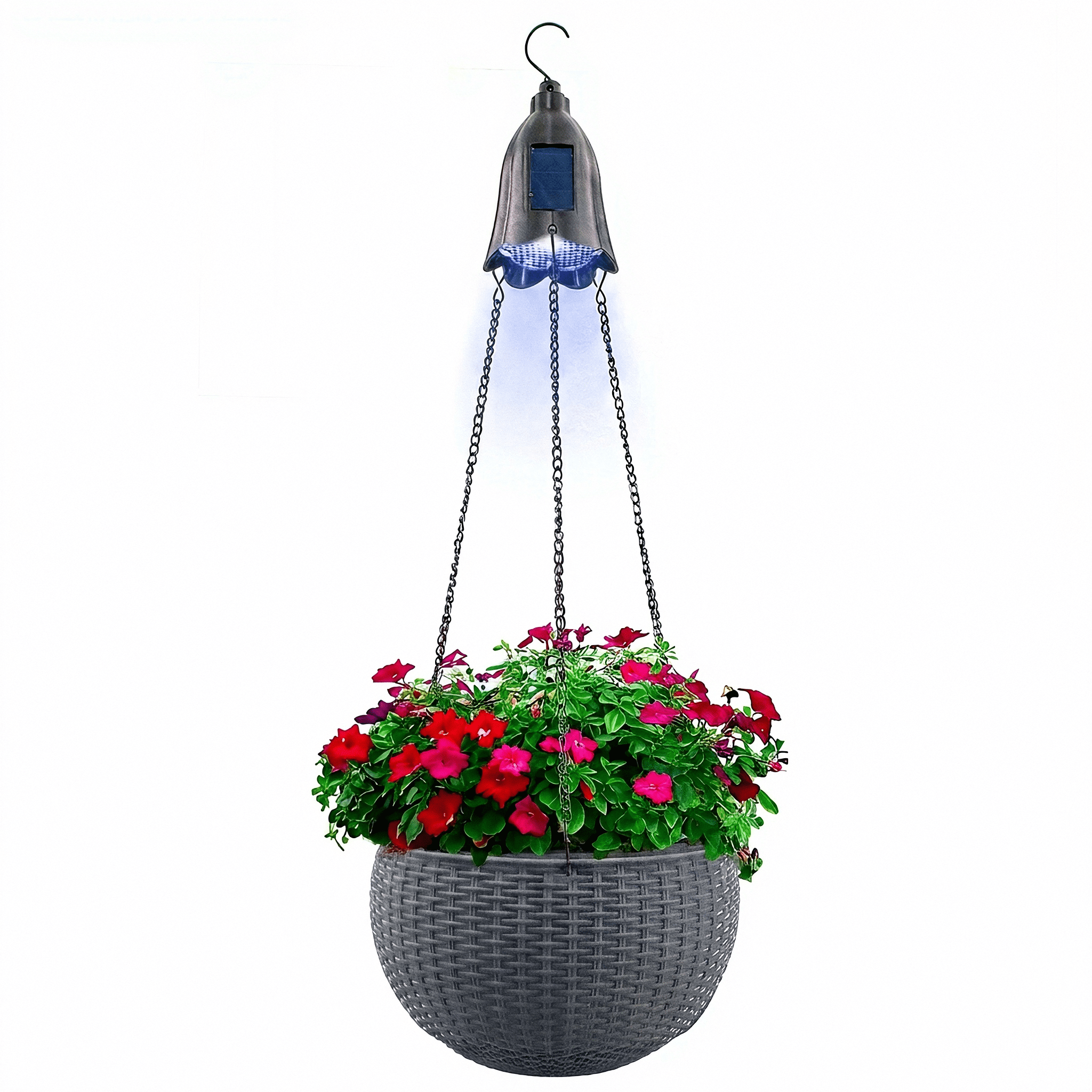 Hanging Planter with Solar LED Light - Hanging Flower Basket With Self ...