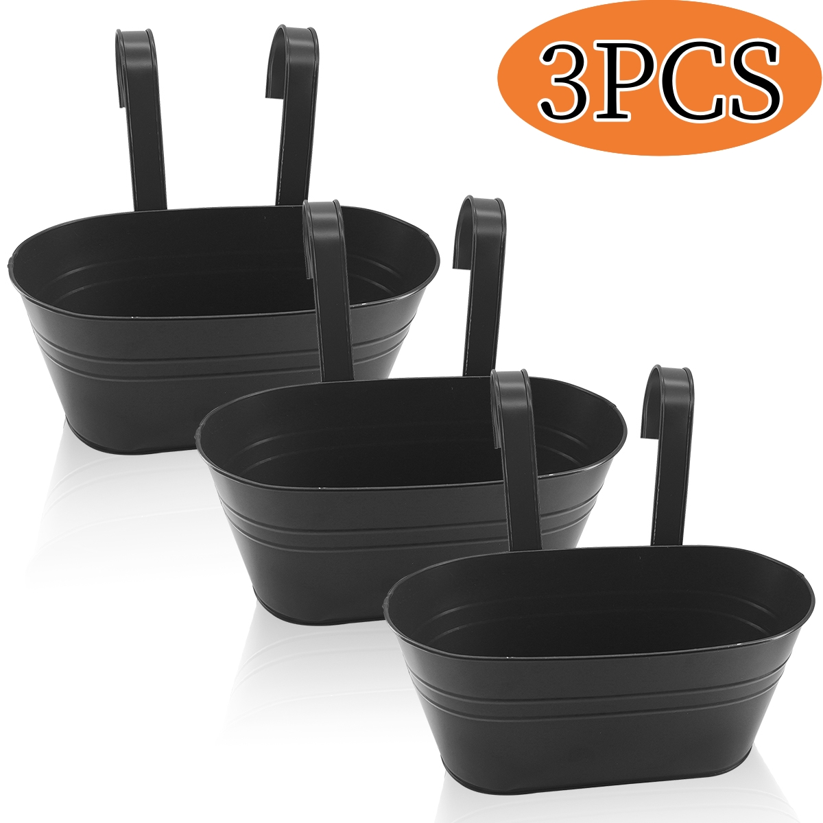 Ludlz Hanging Railing Planters, Round Flower Pot Holders,Metal Pot ...