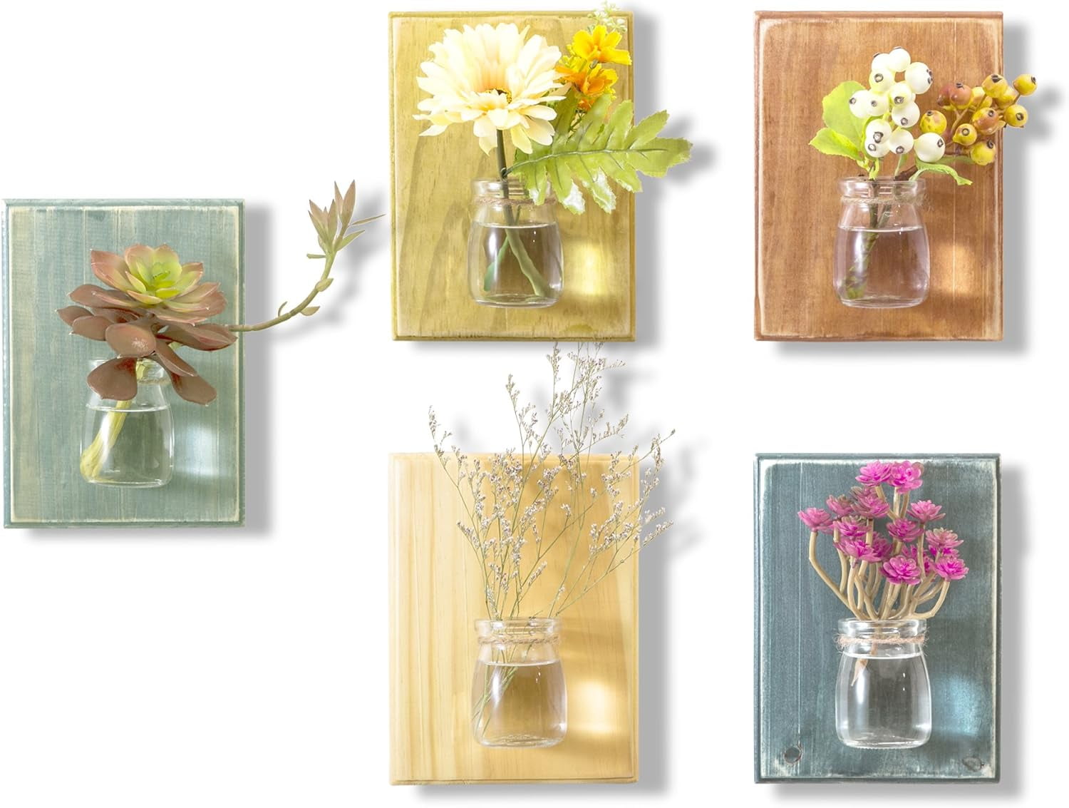 Hanging Planters On The Wall, Home & Office Decor A Set of Five Boards ...