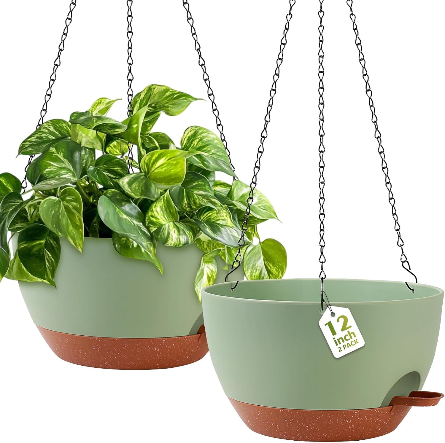 Hanging Planters for Indoor Outdoor Plants, 2 Pack Self Watering ...