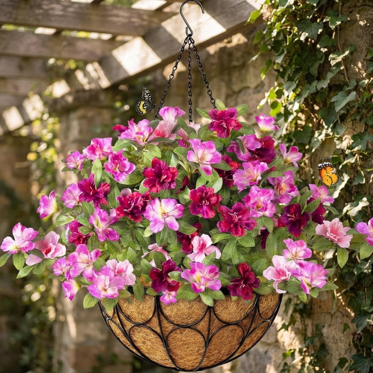 Hanging Planters for Outdoor Plants, Large Wire Flower Hanging Basket ...