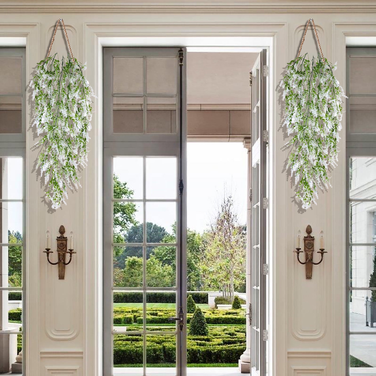 Hanging Plants Artificial Decor Artificial Hanging Lavenders Plants ...