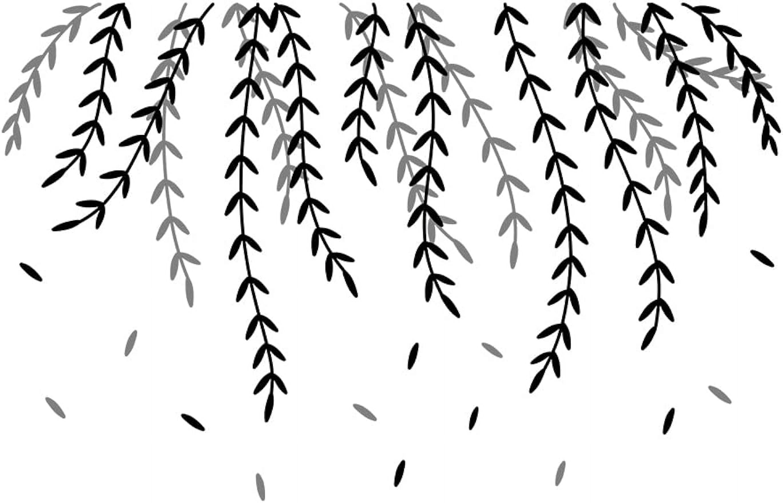 Hanging Plants Wall Stickers Willow Leaves Wall Decals Removable Leaves ...