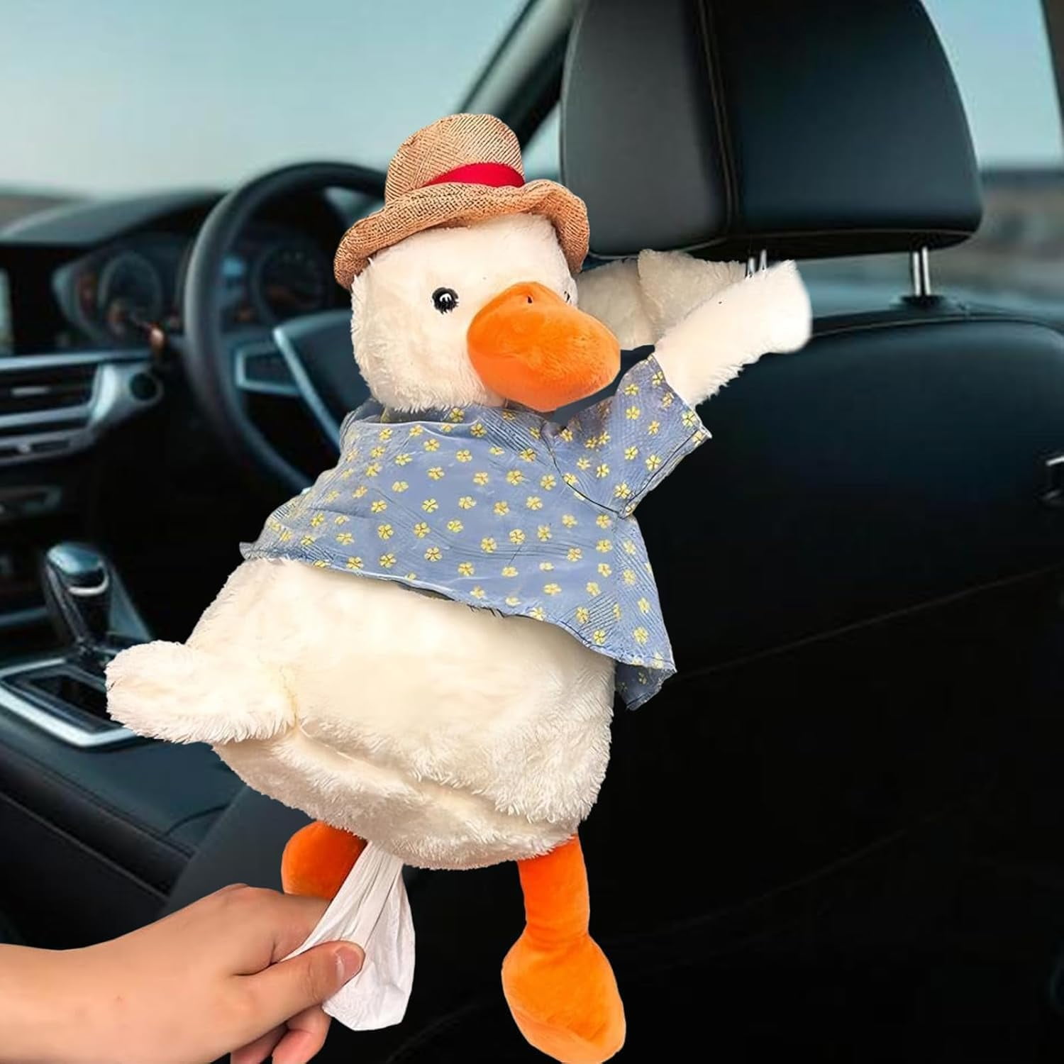 Hanging Plush Duck Car Tissue Box Holder, Cute Cartoon Animal Tissue ...