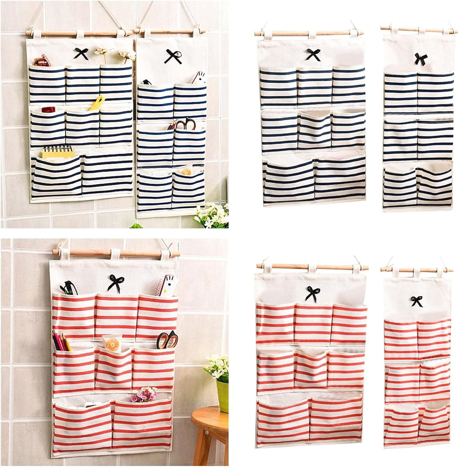 Hanging Pocket Organizer Wall Hanging Pocket Storage Bag 6/8 Pockets ...
