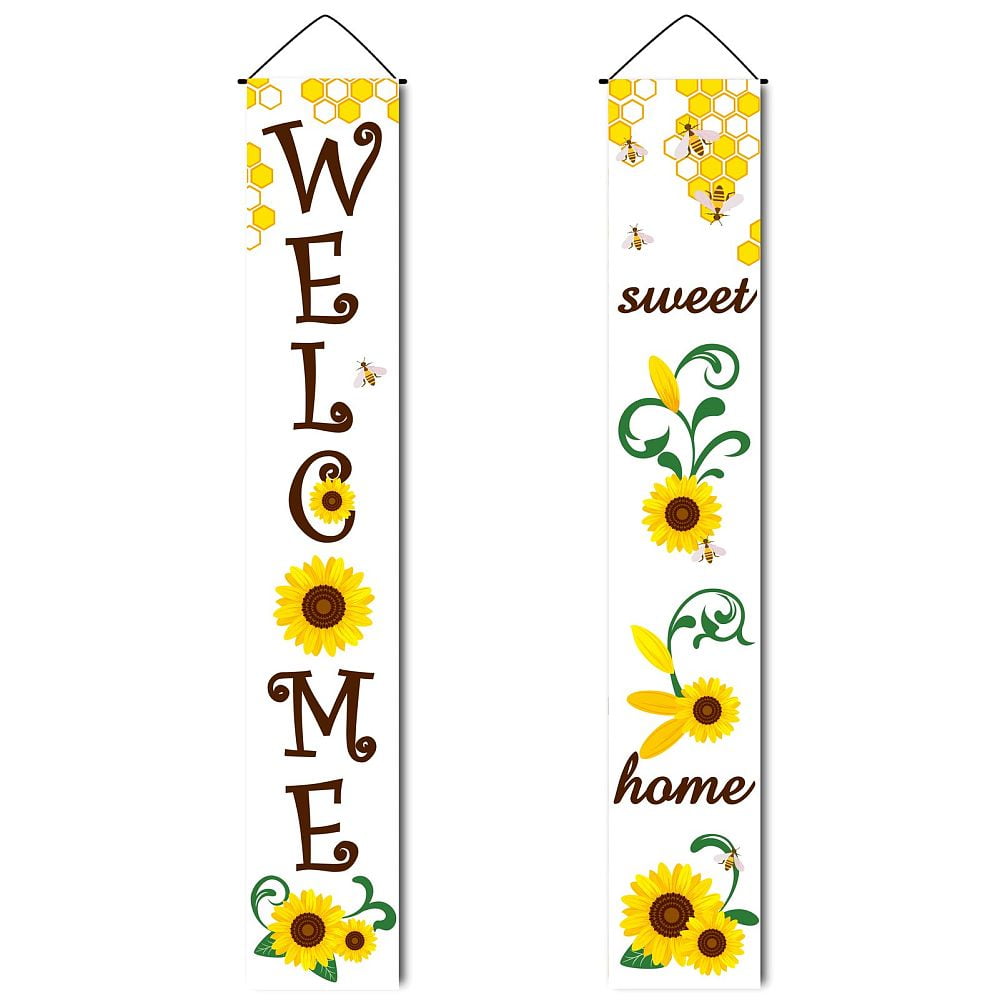 Hanging Polyester Banner Sign for Home Office Front Door Porch Welcome ...