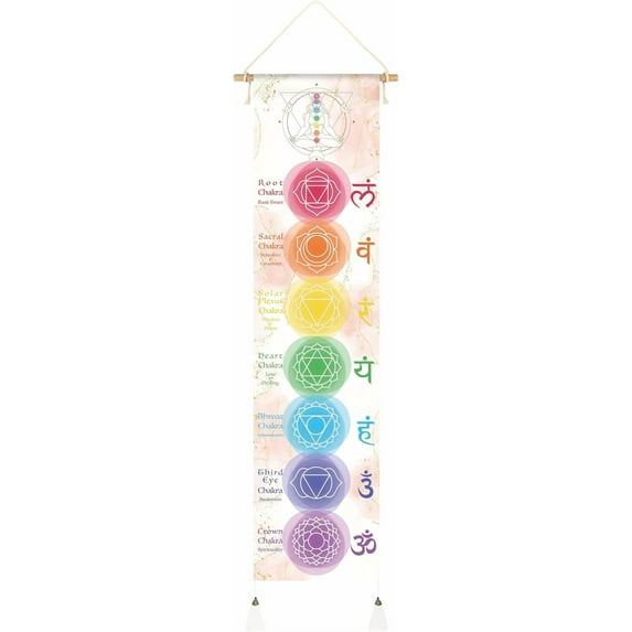 Hanging Poster Canvas Wall Art Banner for Meditation 7 Chakras Yoga ...