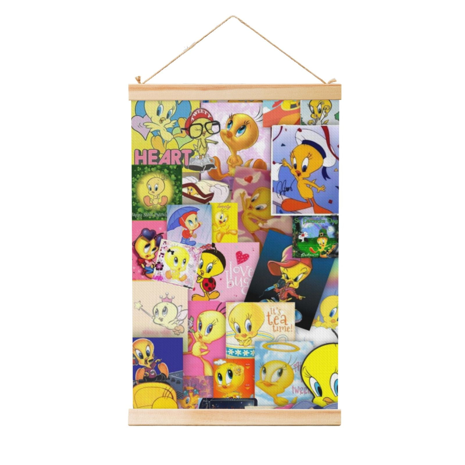 Hanging Poster Tweety Bird Wall Canvas Artwork With Wooden Frame Scroll ...