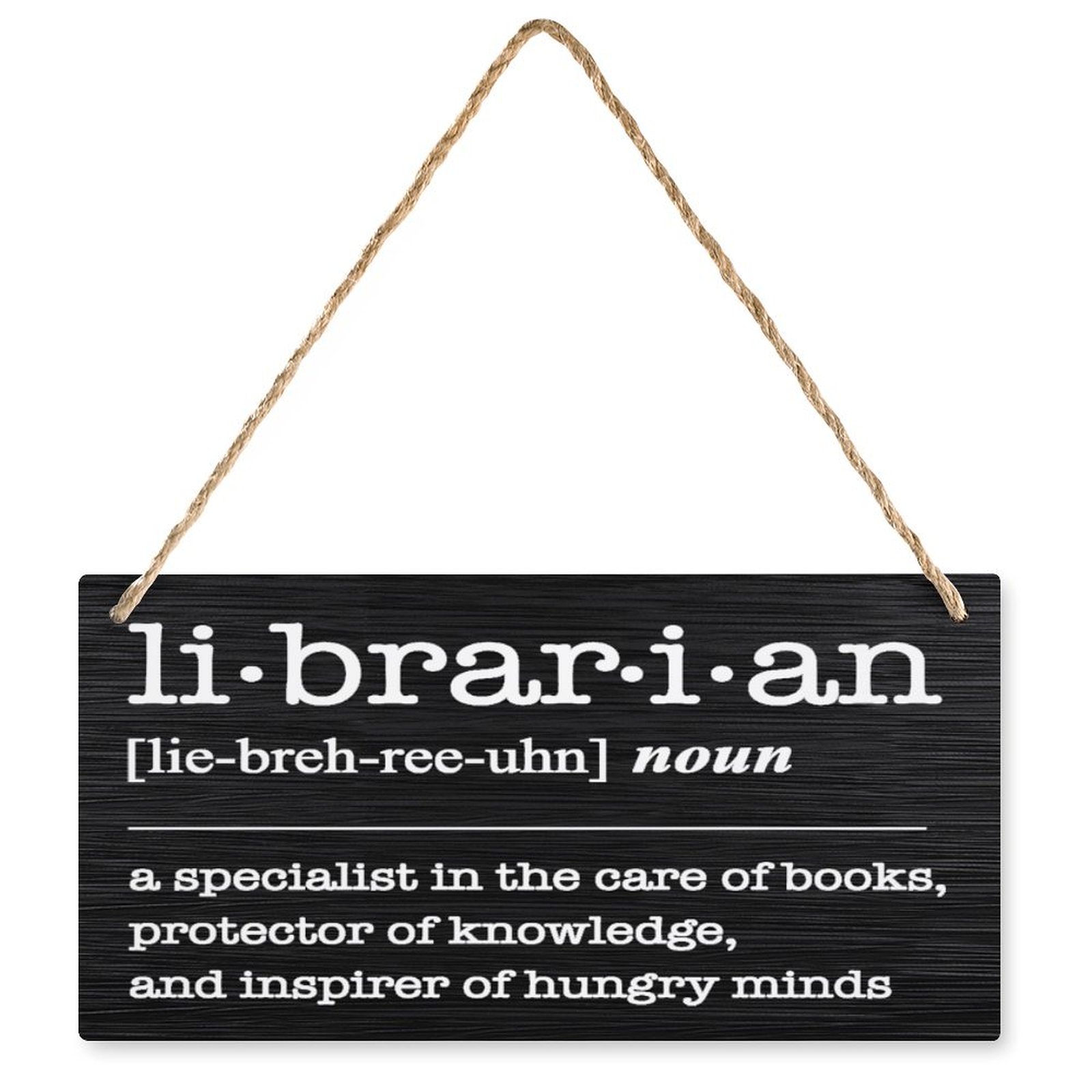 Hanging Printed Wooden Plaque Decor, Librarian Definition Wood Signs ...